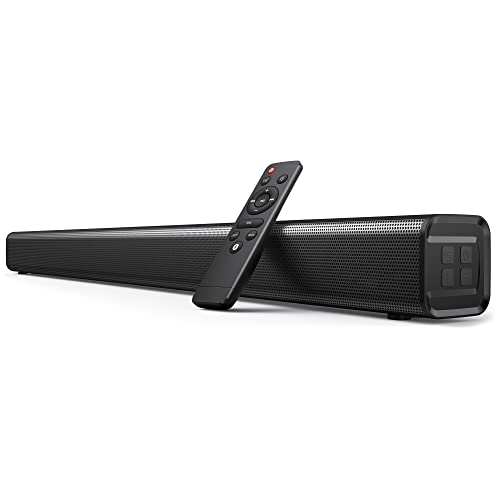 Sound Bars for TV, Wireless Bluetooth 5.3 Sound Bar TV Speaker, TV Audio 3 Equalizer Modes, Opt/AUX/ARC Connection, DSP Bass Stereo Audio with Remote Control, Wall Mountable for Home, TV, PC