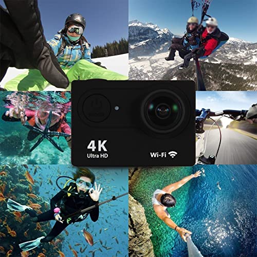 Waterproof Action Camera for Photography, 1080D 30FPS WiFi Action Camera, HD Underwater Cameras 30m, Ski Camera Sports Cameras Support, 170 Degree Wide Angle