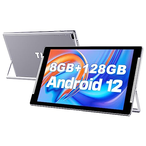 TJD Android 12 Tablet, 10.1 Inch Tablets with Stand, 8GB RAM 128GB ROM 512GB Expandable, HD IPS Screen, Google GMS Tablet, 6000mAh Fast Charge, 8MP Dual Camera, 2.4G/5G WiFi6, IPS HD Touch Screen