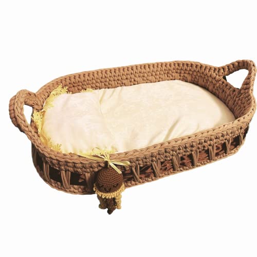 MYBASSINET Premium Baby Changing Pad Basket with Large Blanket Thick & Waterproof Foam Pad with Soft Pillow Portable Modern Compact Design Cappuchino Comfortable for Baby Infant 31.5"x15.7"x7.5"