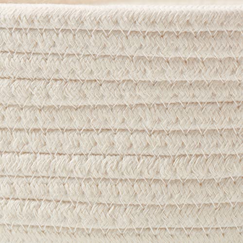 EZOWare Set of 5 Small Cotton Rope Storage Basket, Decorative Nesting Woven Round Organizer Bin with Handle for Kids Baby Closets, Room Decor, Dog Cat Toys, Towels, Gift Baskets Empty - Natural White