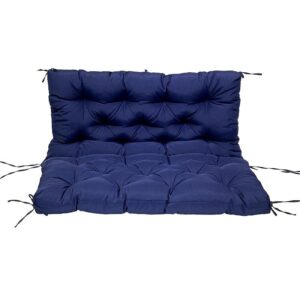 Srutirbo Outdoor/Indoor Swing Replacement Cushions 3 Seater, Waterproof Bench Cushion with Backrest, 40"x40", for Garden Patio Furniture (Nazy Blue)