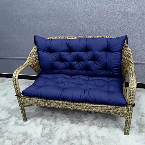 Srutirbo Outdoor/Indoor Swing Replacement Cushions 3 Seater, Waterproof Bench Cushion with Backrest, 40"x40", for Garden Patio Furniture (Nazy Blue)