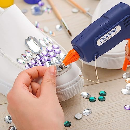 Gluerious Mini Hot Glue Gun with 30 Glue Sticks for Crafts School DIY Arts Home Quick Repairs, 20W, Blue (With Finger tips)