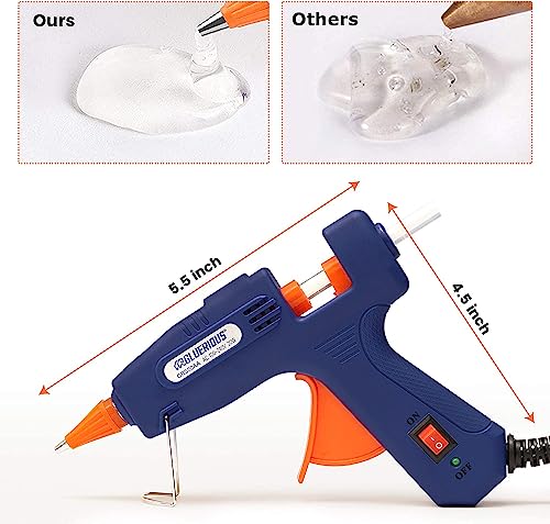 Gluerious Mini Hot Glue Gun with 30 Glue Sticks for Crafts School DIY Arts Home Quick Repairs, 20W, Blue (With Finger tips)