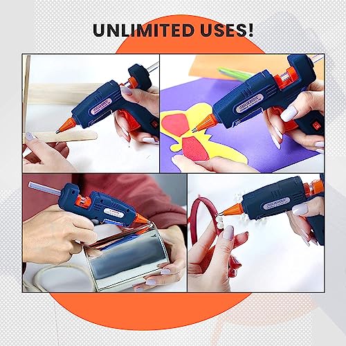 Gluerious Mini Hot Glue Gun with 30 Glue Sticks for Crafts School DIY Arts Home Quick Repairs, 20W, Blue (With Finger tips)