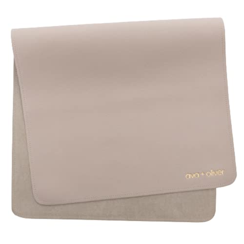 ava + oliver Vegan Leather Baby Changing Mat Bundle | Grey Rectangular and Pink Scallop