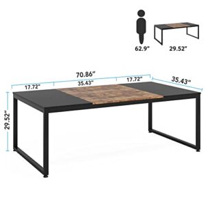 Tribesigns 70.8 Inch Modern Executive Desk, Large Workstation Office Computer Table, Modern Simple Business Study Writing Desk Furniture for Home Office, Black and Brown