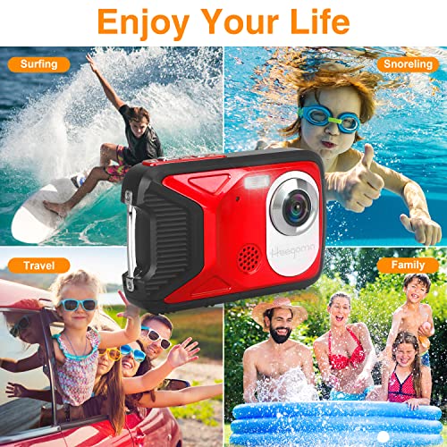 Waterproof Digital Camera,17 FT Underwater Camera 2.8" LCD HD1080P 30MP Kids Video Camcorder with 32G Card and Rechargeable Battery,Point and Shoot Camera for Kids Teenagers Students Gifts