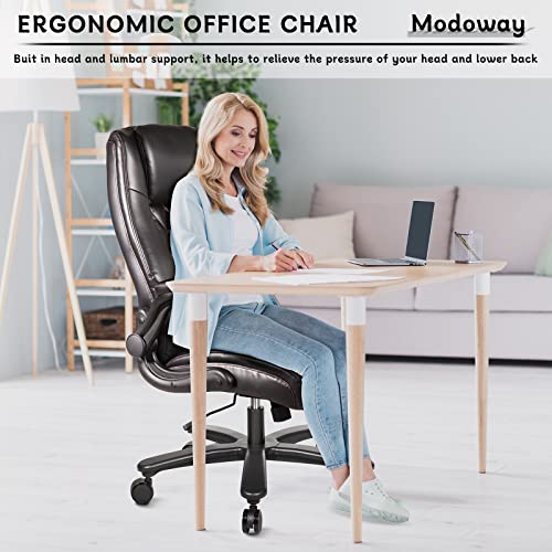 Modoway O205 High Back Office Chair Lumbar Support, Big and Tall Office Chair 400lbs, Computer Desk Chair Adjustable Armrests, Comfortable Chair for Back Pain, Office Conference Room