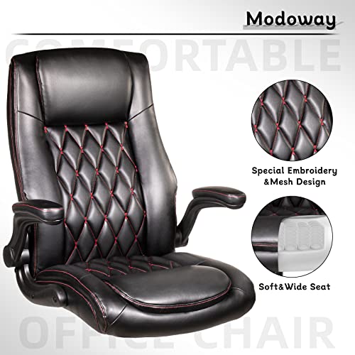 Modoway O205 High Back Office Chair Lumbar Support, Big and Tall Office Chair 400lbs, Computer Desk Chair Adjustable Armrests, Comfortable Chair for Back Pain, Office Conference Room