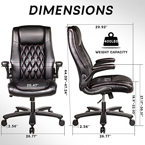 Modoway O205 High Back Office Chair Lumbar Support, Big and Tall Office Chair 400lbs, Computer Desk Chair Adjustable Armrests, Comfortable Chair for Back Pain, Office Conference Room