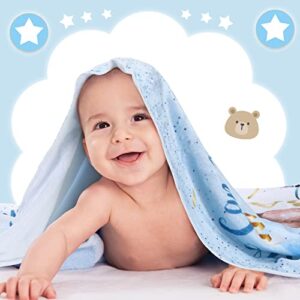 Xaatren Baby Monthly Milestone Blanket Bear with 2 Milestone Frame Soft Monthly Baby Growth Chart Blanket for Newborn Baby Boy Age Blanket for 1-12 Days Weeks Month Years Milestones, 40'' x 60''