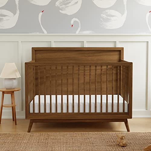 babyletto Palma 4-in-1 Convertible Crib with Toddler Bed Conversion Kit in Natural Walnut, Greenguard Gold Certified