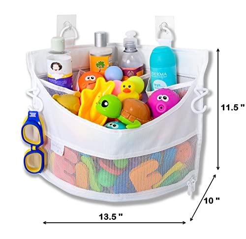 Mesh Bath Toy Holder Organizer – The Perfect Corner Bathtub Toy Storage & Bathroom or Shower Caddy – This Multi-use Net Bag Makes Baby Bath Toy Storage Easy – For Kids & Toddlers