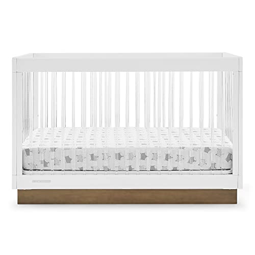 Delta Children James Acrylic 4-in-1 Convertible Crib - Greenguard Gold Certified, Bianca White/Acorn