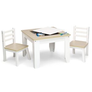 delta children chelsea table and 2 chair set, white/natural