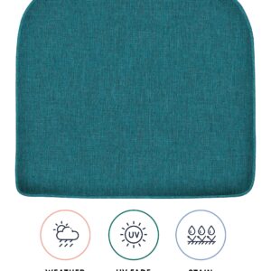 Honeycomb Indoor/Outdoor Textured Solid Teal Rounded Seat Cushion: Recycled Fiberfill, Weather Resistant, Comfortable and Stylish Pack of 2 Patio Cushions: 21” W x 18.5” D x 2.5” T