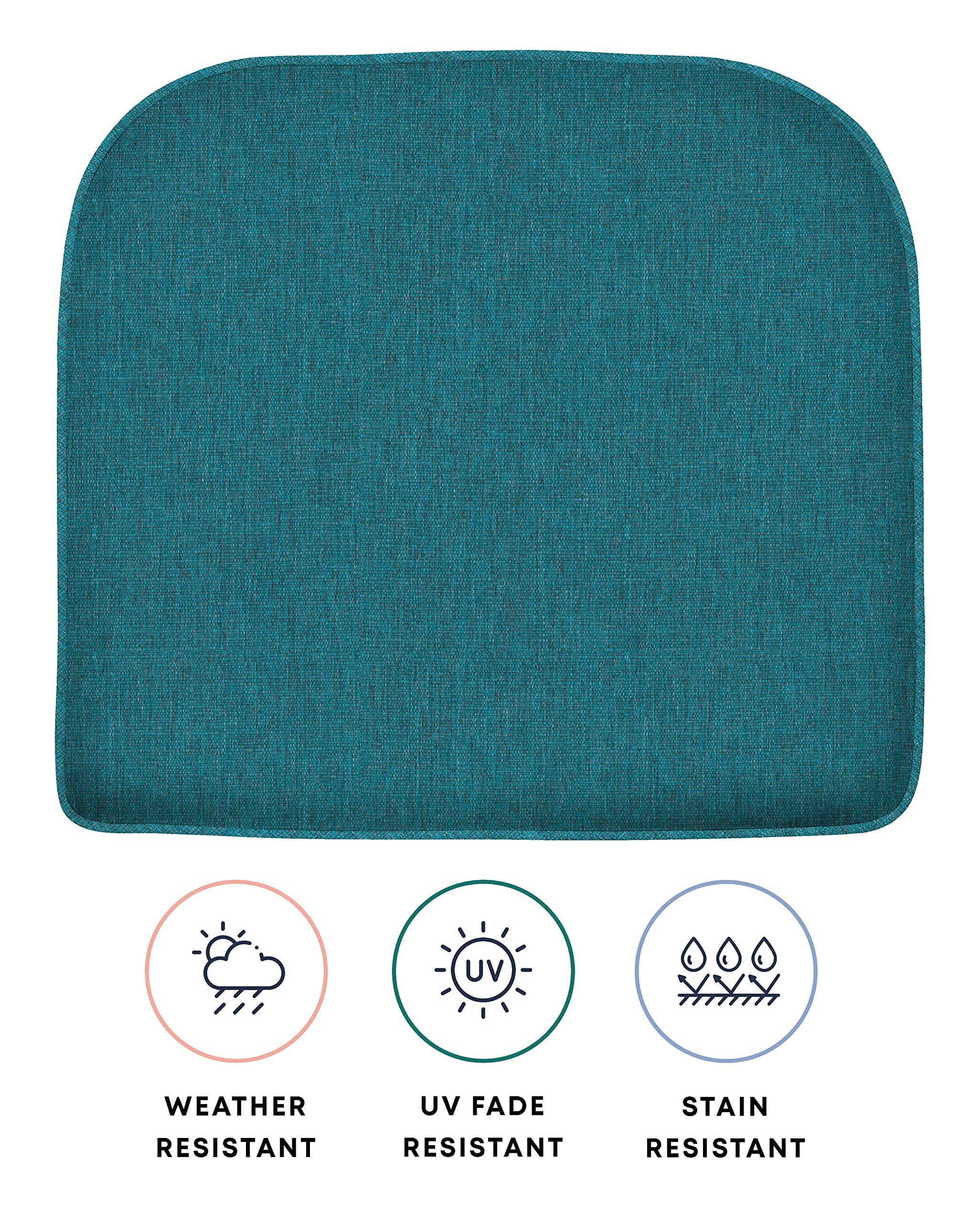 Honeycomb Indoor/Outdoor Textured Solid Teal Rounded Seat Cushion: Recycled Fiberfill, Weather Resistant, Comfortable and Stylish Pack of 2 Patio Cushions: 21” W x 18.5” D x 2.5” T