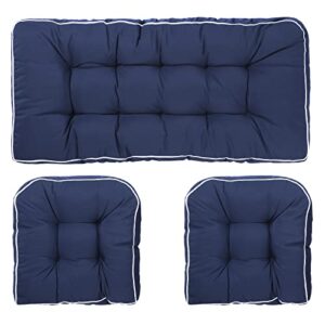 blytieor outdoor 3 piece settee cushion set, patio wicker cushions 1 loveseat cushion & 2 u-shape cushion