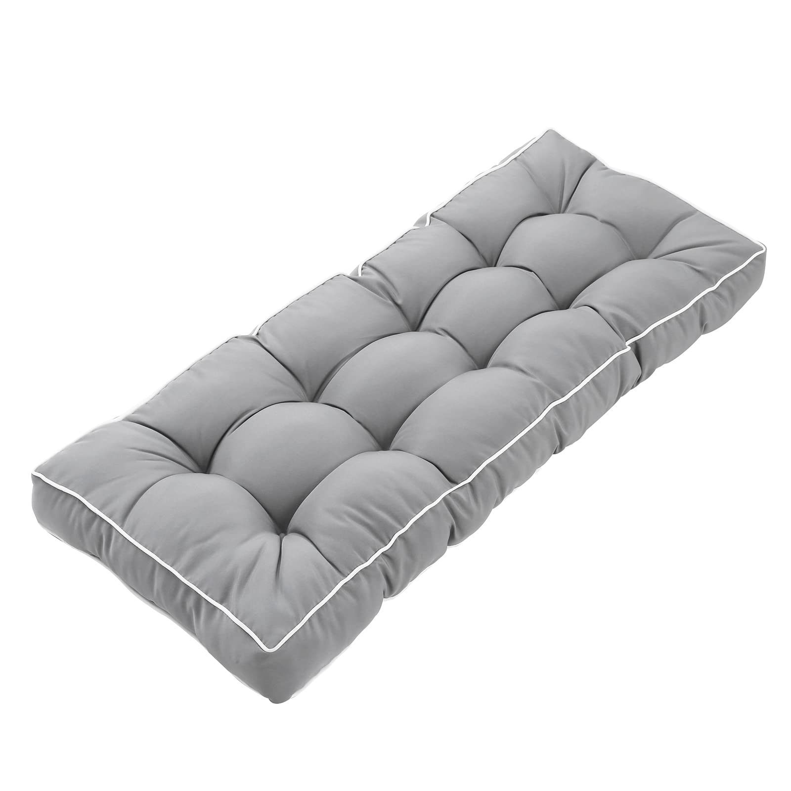 Maphissus 41x19 Inches Outdoor Bench Cushion with Ties,Weather Resistant Thick Tufted Loveseat Seat Cushion for Patio Porch Chair Funiture,Grey