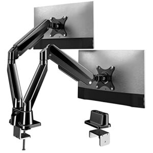 FORGING MOUNT Dual Monitor Arms - Height Adjustable Computer Monitor Desk Stand Fits 13-32'' Monitor, Full Motion Swivel Double Gas Spring Monitor Arms, Each Arm Holds Up to 19.8lbs