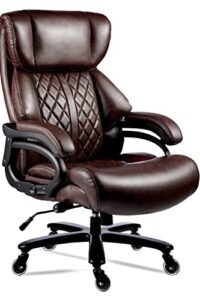 willmita 400lbs big and tall office chair for heavy people executive office chair wide spring seat home office desk chair with heavy duty casters 360 swivel chair computer pu leather chair (brown)