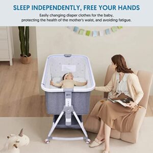 Bellababy Baby Bedside Sleeper, Bassinet for Safe Co-Sleeping, Storge Bag, Easy to Assemble, Easy Folding Portable Crib for Newborn/Infants