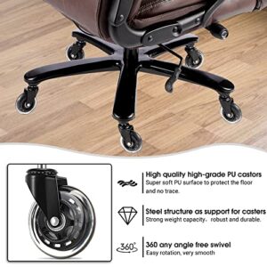 WILLMITA 400lbs Big and Tall Office Chair for Heavy People Executive Office Chair Wide Spring Seat Home Office Desk Chair with Heavy Duty Casters 360 Swivel Chair Computer PU Leather Chair (Brown)