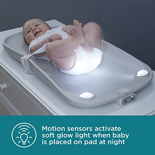 Contours Glow Motion Sensing Light-Up Changing Pad for Dresser or Changing Table, Motion Activated Soft Glow Lights, Three Brightness Settings, Easy to Clean, Comfortable and Waterproof