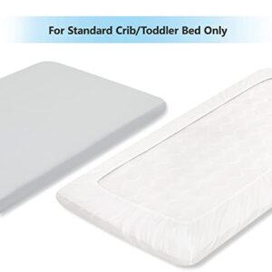 TILLYOU Fitted Crib Sheet Set 2 Pack - Super Soft Toddler Bed Sheets for Standard Crib and Toddler Mattresses, 28"x52"x8", White & Gray