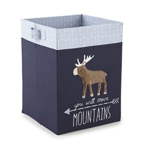 levtex baby - trail mix nursery hamper - rectangular fabric hamper - moose - blue, navy and brown - nursery accessories - size: 14 x 14 x 9in.