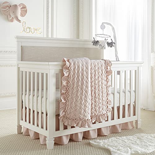 Levtex Baby - Heritage Crib Bed Set - Baby Nursery Set - Blush Velvet - Rich Velvet - 4 Piece Set Includes Quilt, One Fitted Sheet, Changing Pad & Skirt/Dust Ruffle