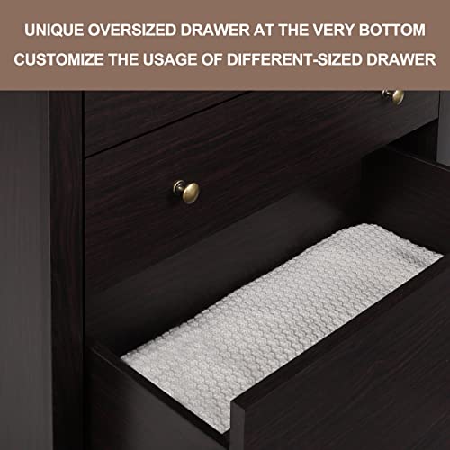 VEIKOU 5 Drawer Dresser for Kids Bedroom, Chest of Drawers, Clothes Storage Cabinet with Anti-tip System for Living Room, Hallway, Nursery, Deep Espresso