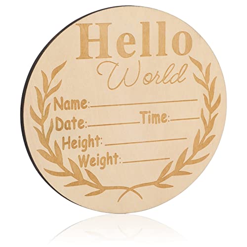 Newborn Baby Announcement Sign Baby Announcement Sign for Hospital, Hello World Newborn Sign Birth Announcement Sign Wooden Baby Name Sign Welcome Baby Sign for Nursery Baby Shower Photo Prop