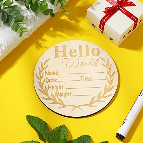 Newborn Baby Announcement Sign Baby Announcement Sign for Hospital, Hello World Newborn Sign Birth Announcement Sign Wooden Baby Name Sign Welcome Baby Sign for Nursery Baby Shower Photo Prop