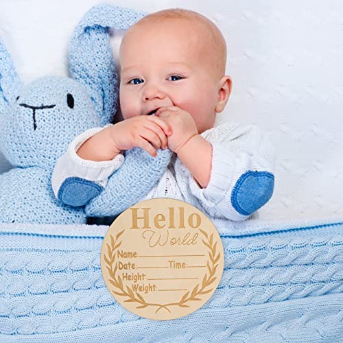 Newborn Baby Announcement Sign Baby Announcement Sign for Hospital, Hello World Newborn Sign Birth Announcement Sign Wooden Baby Name Sign Welcome Baby Sign for Nursery Baby Shower Photo Prop