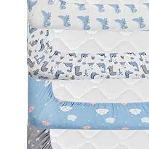 4 Pack Soft Baby Boy Crib Sheets for Standard Crib Mattress Dinosaur Star Cloud Soft Polyester Neutral Unisex Fitted Crib Sheets Set for Baby Boys