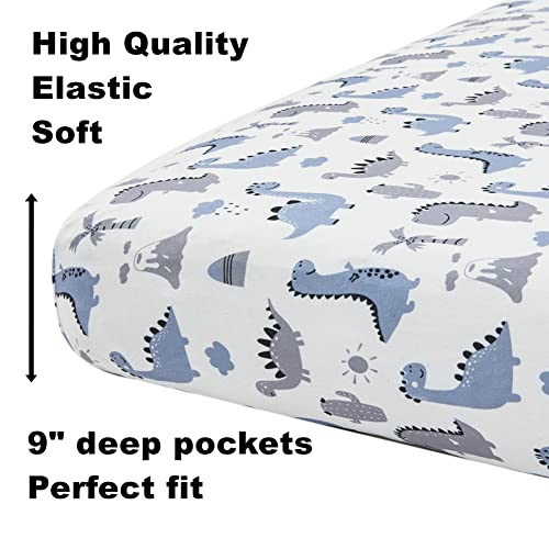 4 Pack Soft Baby Boy Crib Sheets for Standard Crib Mattress Dinosaur Star Cloud Soft Polyester Neutral Unisex Fitted Crib Sheets Set for Baby Boys