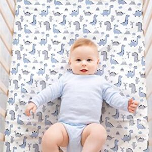 4 Pack Soft Baby Boy Crib Sheets for Standard Crib Mattress Dinosaur Star Cloud Soft Polyester Neutral Unisex Fitted Crib Sheets Set for Baby Boys