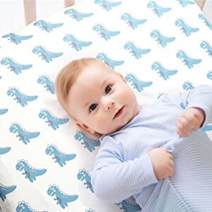 4 Pack Soft Baby Boy Crib Sheets for Standard Crib Mattress Dinosaur Star Cloud Soft Polyester Neutral Unisex Fitted Crib Sheets Set for Baby Boys