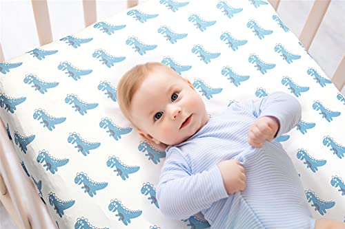 4 Pack Soft Baby Boy Crib Sheets for Standard Crib Mattress Dinosaur Star Cloud Soft Polyester Neutral Unisex Fitted Crib Sheets Set for Baby Boys