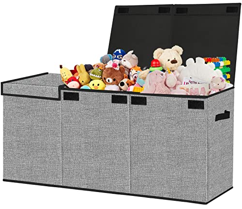 JAYSDAYLY Toy Box Extra Large,Collapsible Toy Chest Storage Organizer with Removable Lids,Toy Boxes Baskets for Kids Adjustable Space with Dividers,35.8 * 16 * 12.6 inches