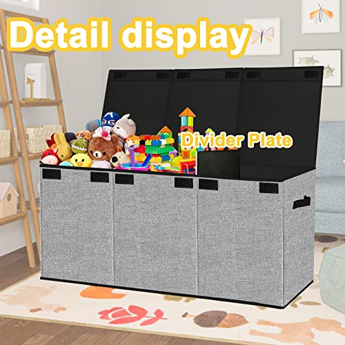 JAYSDAYLY Toy Box Extra Large,Collapsible Toy Chest Storage Organizer with Removable Lids,Toy Boxes Baskets for Kids Adjustable Space with Dividers,35.8 * 16 * 12.6 inches