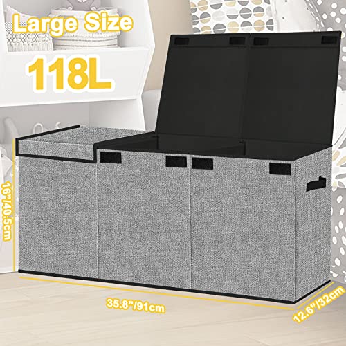 JAYSDAYLY Toy Box Extra Large,Collapsible Toy Chest Storage Organizer with Removable Lids,Toy Boxes Baskets for Kids Adjustable Space with Dividers,35.8 * 16 * 12.6 inches