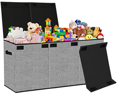 JAYSDAYLY Toy Box Extra Large,Collapsible Toy Chest Storage Organizer with Removable Lids,Toy Boxes Baskets for Kids Adjustable Space with Dividers,35.8 * 16 * 12.6 inches