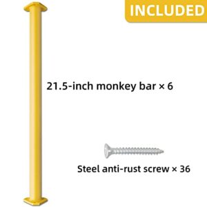 EISENSP Extra Long 21.5" Steel Monkey Bars for Backyard - Ladder Rungs Hardware Kit - Hexagonal at Both Ends (Set of 6) (Yellow)