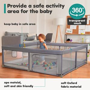 Baby Playpen 79'' x 71'' Extra Large Playpen for Babies and Toddlers with Breathable Mesh Baby Gate Baby Play Yards Baby Activity Center Baby Fence Play Area Nursery Furnitur