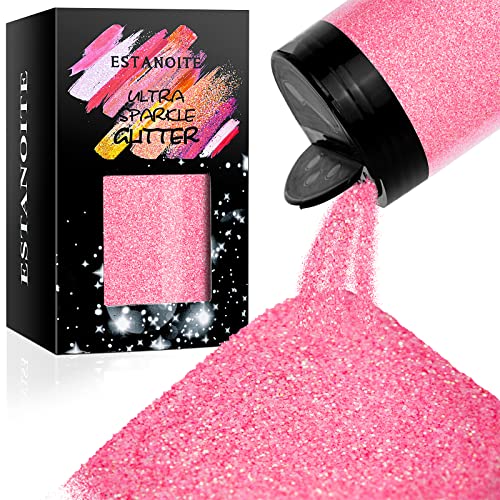 Iridescent Ultra Fine Glitter Powder 7.41Oz/210g Rainbow Resin Glitter PET Flakes Crafts Sequins Epoxy Chips Flakes for Tumblers Slime Making (Taffy Pink)