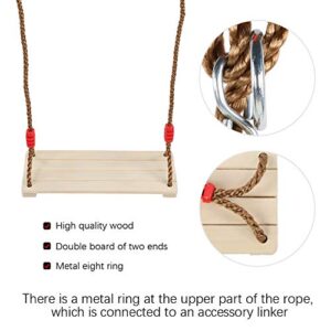 BORDSTRACT Hanging Wooden Swings for Kids and Adults, 150kg Load, Swing Seat with Adjustable Ropes for Playground Backyard Swing Set Accessories Replacement